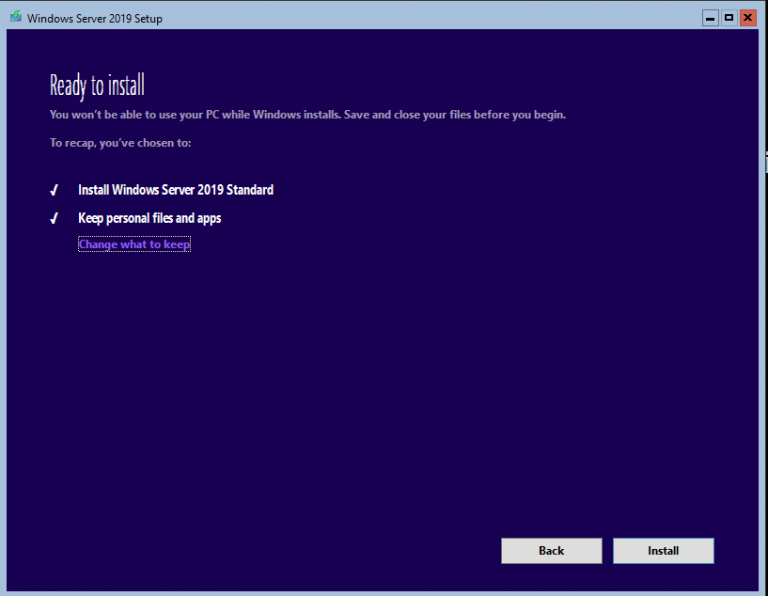 In-Place Upgrade from Windows Server 2016 to Windows Server 2019