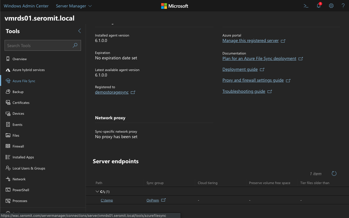 Setting Up Azure File Sync in Windows Admin Center