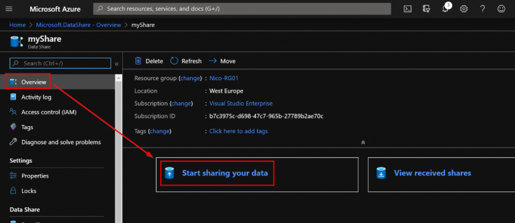 Share your Data using Azure Data Share