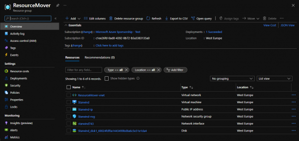 Moving Azure VMs across regions via Azure Resource Mover
