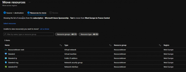 Moving Azure VMs across regions via Azure Resource Mover