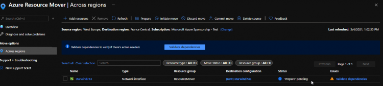 Moving Azure VMs across regions via Azure Resource Mover