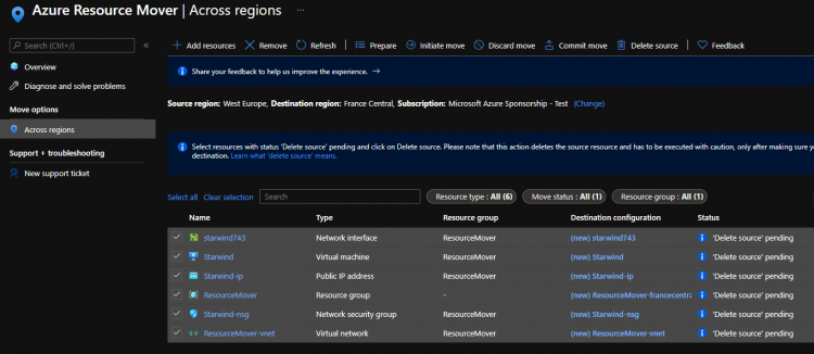 Moving Azure VMs across regions via Azure Resource Mover