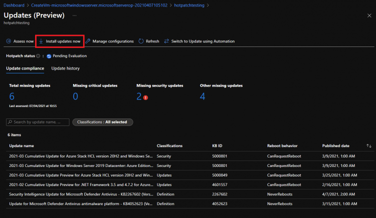 Hotpatch for Windows Server Azure VM