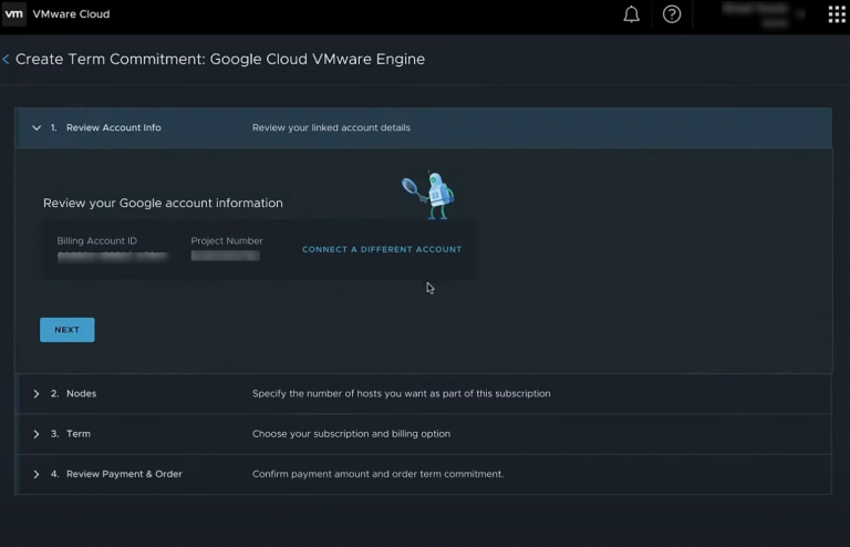 VMware Cloud Console Services for Google Cloud: Preview
