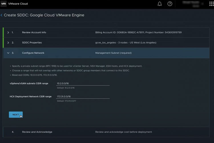 VMware Cloud Console Services for Google Cloud: Preview