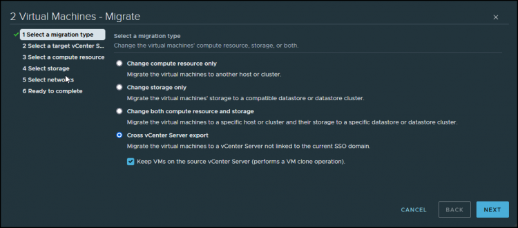 Cross vCenter Server vMotion on vSphere 7.0 U3c
