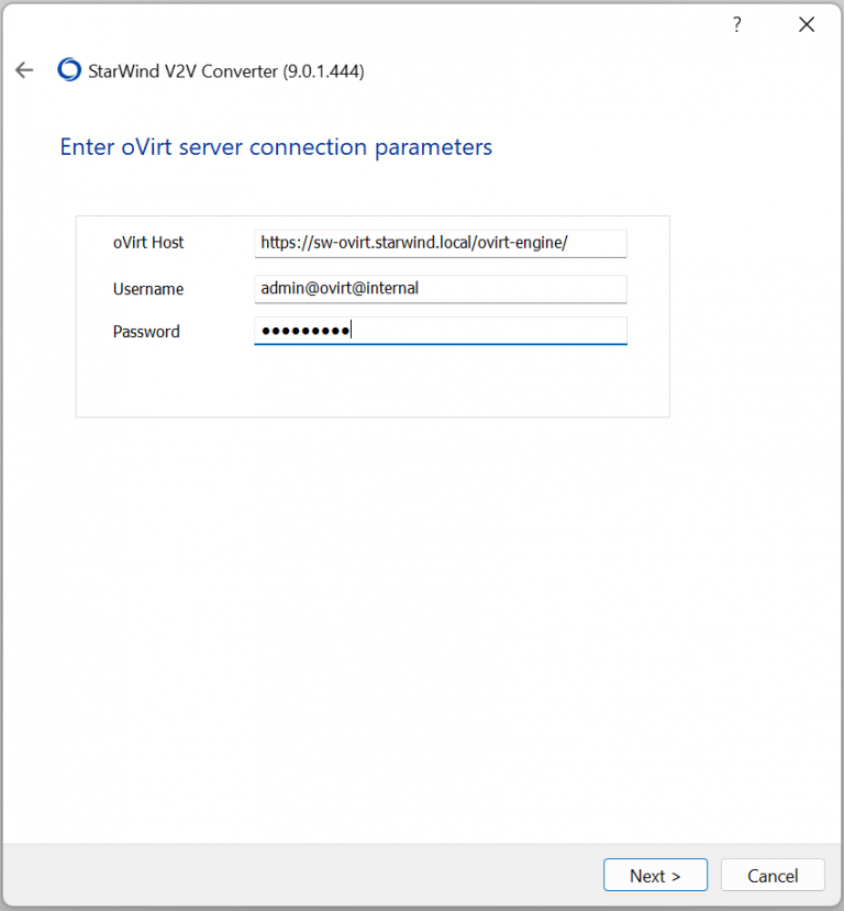 Convert VMs to oVirt with StarWind V2V Converter.
