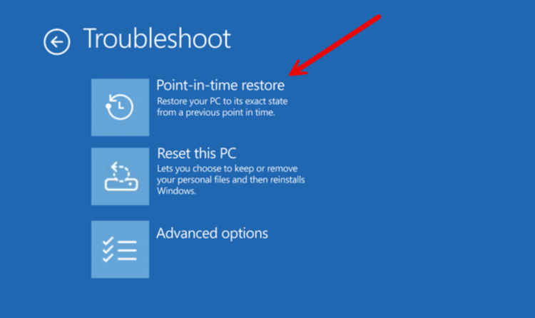 Windows Recovery: New Point-in-Time Restore