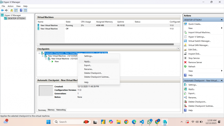 Hyper-V Checkpoints: GUI & PowerShell Guide