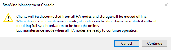 StarWind VSAN Help : Maintenance Mode